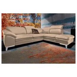 Ecksofa COTTA "Teresa L-Form" Sofas Gr. B/H/T: 293cm x 84cm x 232cm, NaturLEDER, Ottomane rechts, ohne Funktion-mit Kopfteilverstellung, braun (cappuccino) wahlweise mit Bettfunktion