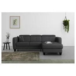 Sit & More Ecksofa SIT & MORE "Belluci L-Form" Sofas Gr. B/H/T: 247cm x 85cm x 170cm, Luxus-Microfaser Florence, Recamiere rechts, mit Bettfunktion-mit Bettkasten, grau (anthrazit) inklusive Federkern, wahlweise mit Bettfunktion und Bettkasten