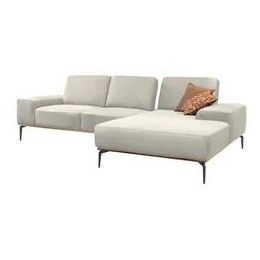 Ecksofa W.Schillig "run" Sofas Gr. B/H/T: 279cm x 88cm x 178cm, Longlife Xtra-Leder Z73, Recamiere rechts, mit Sitztiefenverstellung, weiß (cream z73) mit Holzsockel, Füße in Schwarz pulverbeschichtet, Breite 279 cm