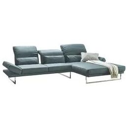 Ecksofa 3C Candy "Mallow L-Form" Sofas Gr. B/H/T: 318cm x 83cm x 220cm, Luxus-Microfaser, Recamiere rechts, blau (petrol) Verstellbare Armlehne und Kopfteil, manuelle Sitztiefenverstellung