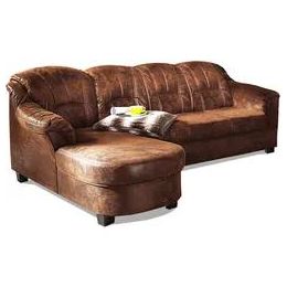 Ecksofa Home Affaire "Budapest L-Form", braun (mokka), B:242cm H:84cm T:80cm, Sofas, wahlweise mit Bettfunktion, mit Recamiere oder Ottomane