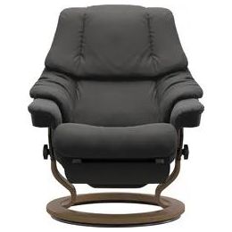 Relaxsessel stressless "Reno" Sessel Gr. Leder PALOMA, PowerTM Leg & Back-Classic Base Eiche-M, B/H/T: 79cm x 98cm x 78cm, grau (rock paloma) elektrisch verstellbar, optional 2-motorisch, Größe M & L