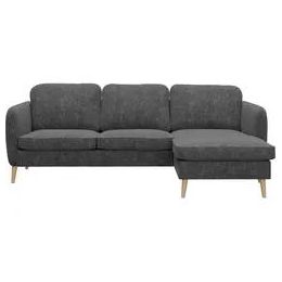 Ecksofa Inosign "Ikano" Sofas Gr. B/H/T: 225cm x 80cm x 143cm, Flachgewebe, Recamiere rechts, grau (dunkelgrau) Massivholz Konstruktion, Wellenunterfederung im Sitz