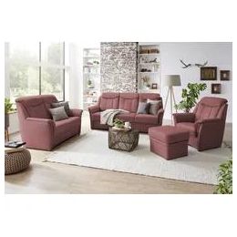 Polstergarnitur VILLA BECK "Lugano" Sitzmöbel-Sets Gr. Microfaser, Kopfteilverstellung, rot (18 red) Kopfteilverstellung, in Sitzhöhe 49 cm, 3-Sitzer und 2x Sessel