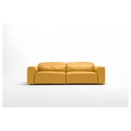 2,5-Sitzer Egoitaliano "Beverly, Designsofa mit erstklassigem Sitzkomfort und tollen Details" Sofas Gr. B/H/T: 242cm x 95cm x 109cm, Leder BULL, gelb Breite 242 cm, verstellbare Kopfteile