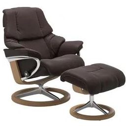 Relaxsessel stressless "Reno" Sessel Gr. Leder PALOMA, Signature Base Eiche, Relaxfunktion-Drehfunktion-PlusTMSystem-Gleitsystem-BalanceAdaptTM, B/H/T: 92cm x 100cm x 80cm, braun (chocolate paloma) mit Signature Base, Größe S, M & L, Gestell Eiche