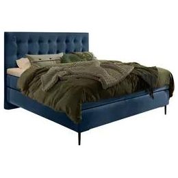 Boxspringbett Schlaraffia "Everton" Komplettbetten Gr. Webstoff SECRET, Liegefläche B/L: 140cm x 200cm, H2, 7-Zonen-Tonnentaschen-Federkernmatratze, blau (midnight) Boxspringbett inklusive BULTEX-Topper, Metallfuß in schwarz