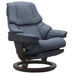 Relaxsessel stressless "Reno" Sessel Gr. Leder PALOMA, PowerTM Leg & Back-Classic Base Wenge-M, B/H/T: 79cm x 98cm x 78cm, blau (sparrow blue paloma) elektrisch verstellbar, optional 2-motorisch, Größe M & L