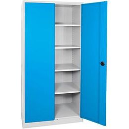 ADB Stahlschrank 40955 lichtgrau, lichtblau 92,0 x 42,0 x 195,0 cm, aufgebaut