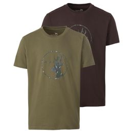 Parforce Essential T-Shirts 2er-Pack Bock Camo Oliv/Braun (Größe: M)