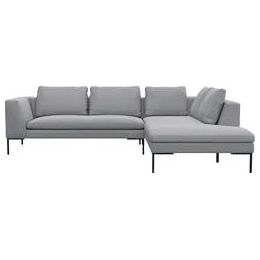 Ecksofa FLEXLUX "Loano, superbequemer Sitzkomfort durch Kaltschaum im Sitz" Sofas Gr. B/H/T: 284cm x 86cm x 230cm, Chenille, lange Ottomane rechts, grau (sophisto grey) modernes Sofa, frei im Raum stellbar, lose Kissen