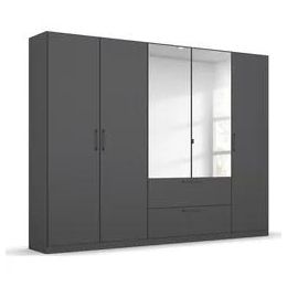 Drehtürenschrank Rauch "Kleiderschrank Schrank Garderobe Wäscheschrank CHALLENGER" Schränke Gr. B/H/T: 226,0 cm x 197,0 cm x 54,0 cm, 5 St., grau (grau metallic) mit Spiegeltüren und geräumigen Schubladen MADE IN GERMANY