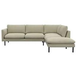 Ecksofa FLEXLUX "Bolzano Designsofa, bequem durch Kaltschaum im Sitz, L-Form" Sofas Gr. B/H/T: 262cm x 61cm x 222cm, Chenille, lange Ottomane rechts, beige (sandy beige) lose Sitz -& Rückenkissen, hohe Füße