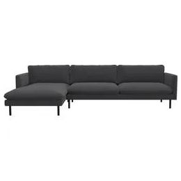 Ecksofa FLEXLUX "Bolzano" Sofas Gr. B/H/T: 294cm x 61cm x 165cm, Lederoptik, Chaiselongue links, grau (shark grey) Sitzaufbau mit Kaltschaum & Stahl-Wellen, loose Sitz -& Rückenkissen