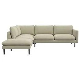 Ecksofa FLEXLUX "Bolzano Designsofa, bequem durch Kaltschaum im Sitz, L-Form" Sofas Gr. B/H/T: 262cm x 61cm x 222cm, Chenille, lange Ottomane links, beige (sandy beige) lose Sitz -& Rückenkissen, hohe Füße