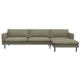 Ecksofa FLEXLUX "Bolzano" Sofas Gr. B/H/T: 294cm x 61cm x 165cm, Bouclé, Chaiselongue rechts, grün (fall green) Sitzaufbau mit Kaltschaum & Stahl-Wellen, loose Sitz -& Rückenkissen