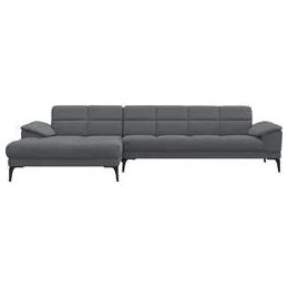 Ecksofa FLEXLUX "Viale L-Form, mit attraktiver Rückensteppung" Sofas Gr. B/H/T: 297cm x 160,5cm x 74cm, Lederoptik, Chaiselongue links, grau (elephant grau) Sitzaufbau mit hochwertigem Kaltschaum für mehr Sitzkomfort