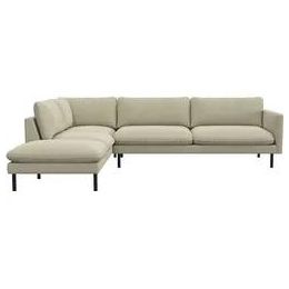 Ecksofa FLEXLUX "Bolzano" Sofas Gr. B/H/T: 295cm x 61cm x 222cm, Chenille, lange Ottomane links, beige (sandy beige) Sitzaufbau mit Kaltschaum & Stahl-Wellen, loose Sitz -& Rückenkissen