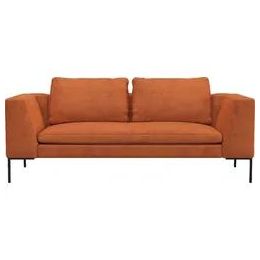 2,5-Sitzer FLEXLUX "Loano" Sofas Gr. B/H/T: 206cm x 86cm x 106cm, Struktur, orange (burned orange) modernes Sofa, frei im Raum stellbar, lose Kissen, Kaltschaum Sitz