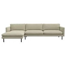 Ecksofa FLEXLUX "Bolzano" Sofas Gr. B/H/T: 294cm x 61cm x 165cm, Chenille, Chaiselongue links, beige (sandy beige) Sitzaufbau mit Kaltschaum & Stahl-Wellen, loose Sitz -& Rückenkissen