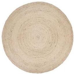 Teppich Paco Home "Viborg 595" Teppiche Gr. Ø 200cm, 13mm, weiß (ivory) Jute, Modern, Boho, Handgefertigter Natur-Teppich