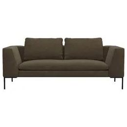 2,5-Sitzer FLEXLUX "Loano" Sofas Gr. B/H/T: 206 cm x 86 cm x 106 cm, Lederoptik, braun (camel brown) modernes Sofa, frei im Raum stellbar, lose Kissen, Kaltschaum Sitz