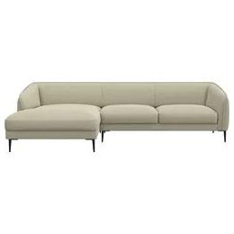 Ecksofa FLEXLUX "Belle Designsofa, L-Form, B/T 288/149 cm" Sofas Gr. B/H/T: 288cm x 74cm x 149cm, Chenille, Chaiselongue links, beige (sandy beige) Skandinavisches Design, In hochwertiger Verarbeitung