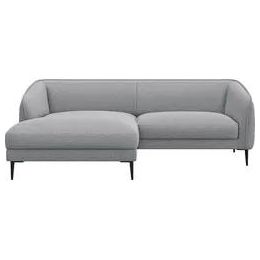 Ecksofa FLEXLUX "Belle Designsofa, bequem durch Kaltschaum im Sitz, L-Form" Sofas Gr. B/H/T: 218cm x 74cm x 149cm, Chenille, Chaiselongue links, grau (sophisto gre) Skandinavisches Design, In hochwertiger Verarbeitung, BT 218149 cm