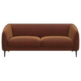 2,5-Sitzer FLEXLUX "Belle Designsofa, Couch, bequem durch Kaltschaum im Sitz" Sofas Gr. B/H/T: 188cm x 74cm x 89cm, Velvet, braun (cognac) Skandinavisches Design, In hochwertiger Verarbeitung