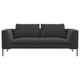 2,5-Sitzer FLEXLUX "Loano" Sofas Gr. B/H/T: 206cm x 86cm x 106cm, Lederoptik, grau (shark grau) modernes Sofa, frei im Raum stellbar, lose Kissen, Kaltschaum Sitz