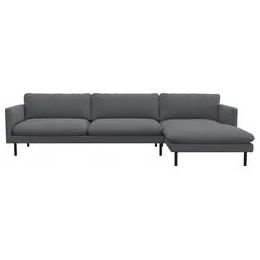 Ecksofa FLEXLUX "Bolzano" Sofas Gr. B/H/T: 294cm x 61cm x 165cm, Lederoptik, Chaiselongue rechts, grau (elephant grey) Sitzaufbau mit Kaltschaum & Stahl-Wellen, loose Sitz -& Rückenkissen