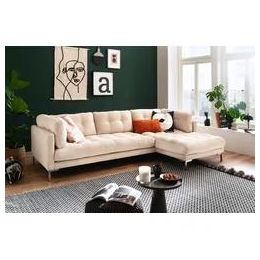 Ecksofa TRENDS BY HG "Landau L-Form" Sofas Gr. B/H/T: 275cm x 75cm x 158cm, Cord, Recamiere rechts, beige (cream) in Cord-Stoff mit Metallfuß