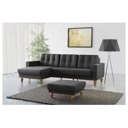 Sit & More Ecksofa SIT & MORE "Orient 5 V L-Form" Sofas Gr. B/H/T: 279cm x 90cm x 167cm, Samtoptik, Recamiere links, ohne Bettfunktion-ohne Bettkasten, schwarz mit Strass-Stein, wahlweise Bettfunktion und Bettkasten