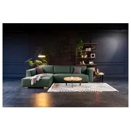 Ecksofa Tom Tailor HOME "HEAVEN STYLE XL" Sofas Gr. B/H/T: 302cm x 85cm x 221cm, Struktur grob TCU, Recamiere links, mit Bettfunktion-mit Bettkasten-Metallfuß, grün (grün forest tcu 33) aus der COLORS COLLECTION, wahlweise mit Bettfunktion & Bettkasten