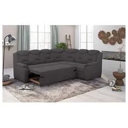 Ecksofa COTTA "Marcus L-Form" Sofas Gr. B/H/T: 263cm x 99cm x 211cm, Microfaser bedruckt, langer Schenkel links-Bettfunktion links, Mit Bettfunktion-mit Schubkasten, grau (anthrazit) Bequemes Ecksofa in klassischem Design mit hoher Rückenlehne