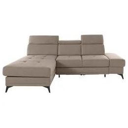 Ecksofa Inosign "Cardiz L-Form" Sofas Gr. B/H/T: 246cm x 83cm x 173cm, Samtoptik, Recamiere links, mit Bettfunktion-mit Bettkasten, beige (sand) inkl.Kopfteilverstellung und Federkern wahlweise mit Bettfunktion