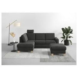 Ecksofa Home Affaire "Summer L-Form" Sofas Gr. B/H/T: 236 cm x 91 cm x 170 cm, Feincord, Ottomane links, mit Bettfunktion-mit Bettkasten-ohne Federkern, grau (anthrazit) mit Ottomane, wahlweise Bettfunktion und Bettkasten, Cord-Bezug