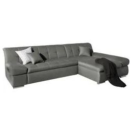 Ecksofa DOMO collection "Mona L-Form" Sofas Gr. B/H/T: 297cm x 80cm x 173cm, Struktur fein, Recamiere rechts, mit Bettfunktion, grau (steel) wahlweise mit Bettfunktion