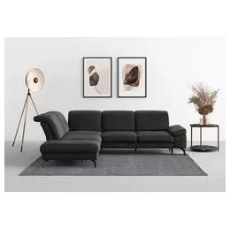 Sit & More Ecksofa SIT & MORE "Cabana L-Form" Sofas Gr. B/H/T: 303cm x 84cm x 244cm, Feincord, Ottomane links, ohne Sitztiefenverstellung-ohne Kopfteilverstellung-ohne Armlehnfunktion-ohne Federkern, grau (anthrazit) Ottomane, wahlweise mit Sitztiefen-,Armlehnen- und Kopfteilfunktion