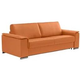 2,5-Sitzer Egoitaliano "Cecilia, modern und elegant mit erstklassigem Sitzkomfort" Sofas Gr. B/H/T: 234cm x 85cm x 102cm, Leder BULL, orange mit verchromten Metallfüßen