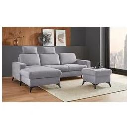 Ecksofa Places of Style "Lolland L-Form" Sofas Gr. B/H/T: 250cm x 88cm x 162cm, Luxus-Microfaser ALTARA NUBUCK, Recamiere links, mit Bettfunktion und Bettkasten, grau Wahlweise mit Bettfunktion und Bettkasten, Federkern