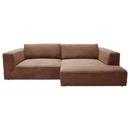 Ecksofa Tom Tailor HOME "Big Cube Style" Sofas Gr. B/H/T: 270cm x 83cm x 160cm, Cord TRI, Recamiere rechts, braun (cinnamon tri 154) mit cleanen Stegkissen, extra große Sitztiefe, Breite 270cm