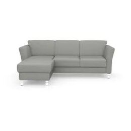 Sit & More Ecksofa SIT & MORE "Visby L-Form" Sofas Gr. B/H/T: 248cm x 87cm x 162cm, Luxus-Microfaser Paris, Recamiere links, ohne Bettfunktion-ohne Bettkasten, silberfarben (silber) wahlweise mit Bettfunktion und Bettkasten, frei im Raum stellbar