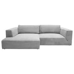 Ecksofa Tom Tailor HOME "Big Cube Style" Sofas Gr. B/H/T: 270cm x 83cm x 160cm, Cord TRI, Recamiere links, grau (greige tri 19) mit cleanen Stegkissen, extra große Sitztiefe, Breite 270cm