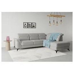 Sit & More Ecksofa SIT & MORE "Sinatra L-Form" Sofas Gr. B/H/T: 251cm x 85cm x 220cm, Luxus-Microfaser Euphoria, Ottomane rechts, Ohne Kopfteilverstellung-Ohne Armteilfunktion-Ohne Bettfunktion-Ohne Stauraum, grau mit Ottomane, optional Kopfteilverstellung und Armteilfunktion