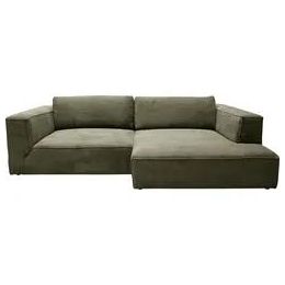 Ecksofa Tom Tailor HOME "Big Cube Style" Sofas Gr. B/H/T: 270cm x 83cm x 160cm, Cord TRI, Recamiere rechts, grün (turtle tri 333) mit cleanen Stegkissen, extra große Sitztiefe, Breite 270cm