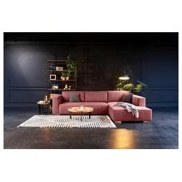 Ecksofa Tom Tailor HOME "HEAVEN STYLE XL" Sofas Gr. B/H/T: 302cm x 85cm x 221cm, Struktur grob TCU, Recamiere rechts, ohne Bettfunktion-ohne Bettkasten-Metallfuß, rot (rich coral tcu 17) aus der COLORS COLLECTION, wahlweise mit Bettfunktion & Bettkasten