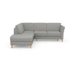 Sit & More Ecksofa SIT & MORE "Visby L-Form" Sofas Gr. B/H/T: 248cm x 87cm x 213cm, Luxus-Microfaser Paris, Ottomane links, mit Bettfunktion-mit Stauraum, silberfarben (silber) Wahlweise mit Bettfunktion und Stauraum, frei im Raum stellbar