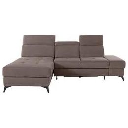 Ecksofa Inosign "Cardiz L-Form" Sofas Gr. B/H/T: 246 cm x 83 cm x 173 cm, Luxus-Microfaser Paris, Recamiere links, mit manuellem Vorziehsitz-mit Bettkasten, grau (taupe) inkl.Kopfteilverstellung und Federkern wahlweise mit Bettfunktion