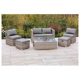 Gartenlounge-Set Merxx "Agira" Sitzmöbel-Sets Gr. B/H/T: 58cm x 68cm x 63cm, Lounge Set Multifunktion, grau (grau + grau) Multifunktions Lounge